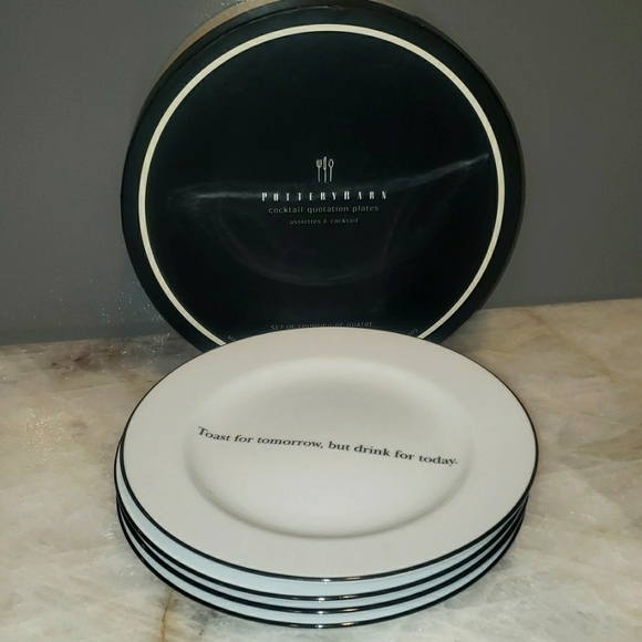 Pottery Barn | Dining | Set Of Four Cocktail Quotation Plates By ...